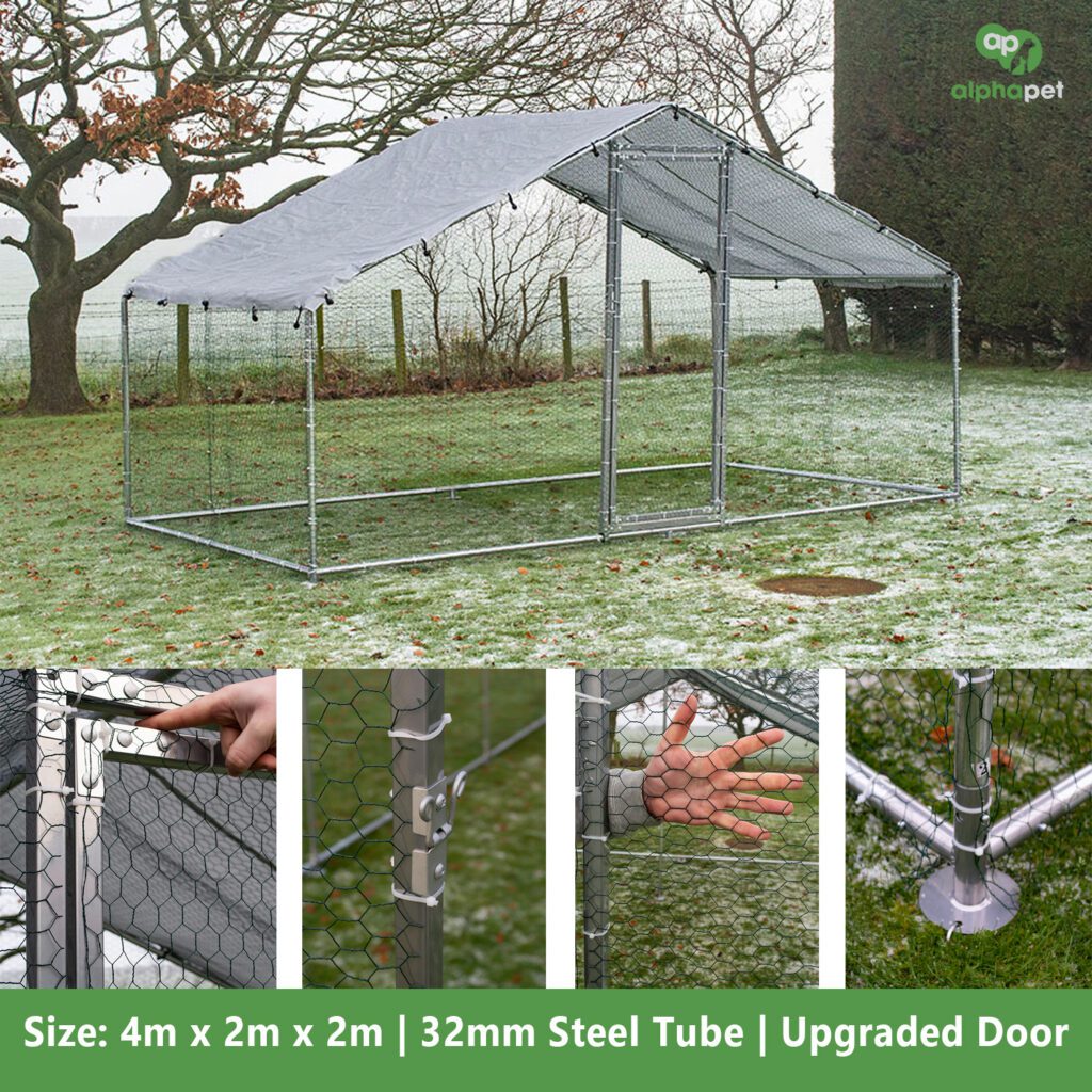 Alphapet® 4M Series 4m x 2m Heavy Duty Walk-In Galvanised Steel Chicken ...